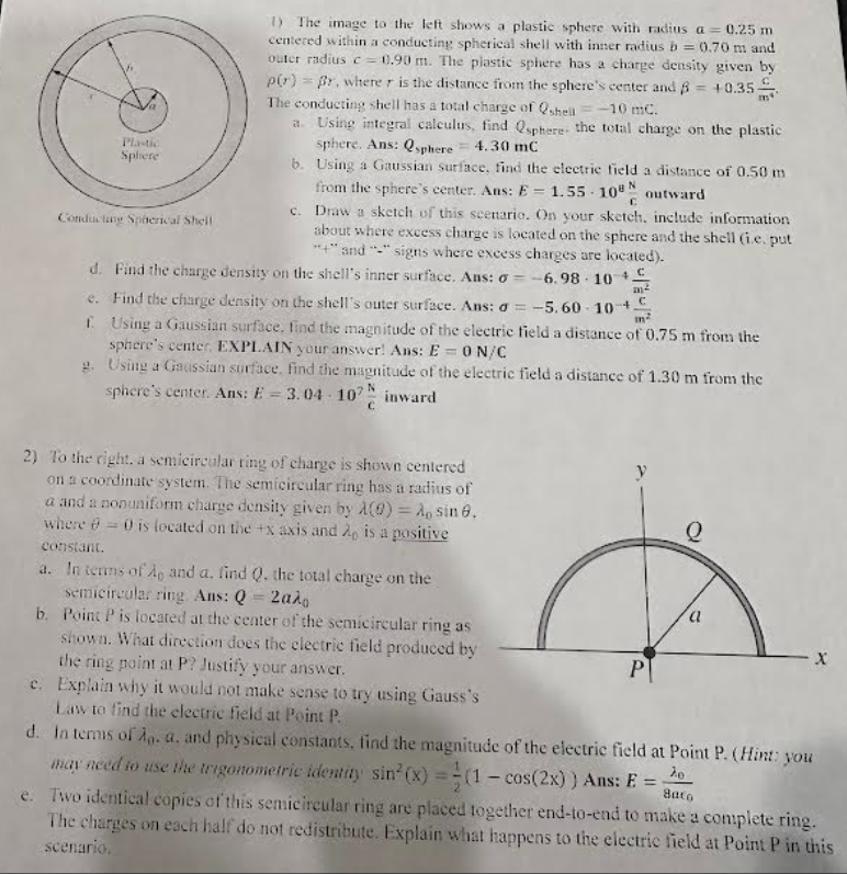 AP Physics C - ﻿Continuous Charge Distributions & | Chegg.com