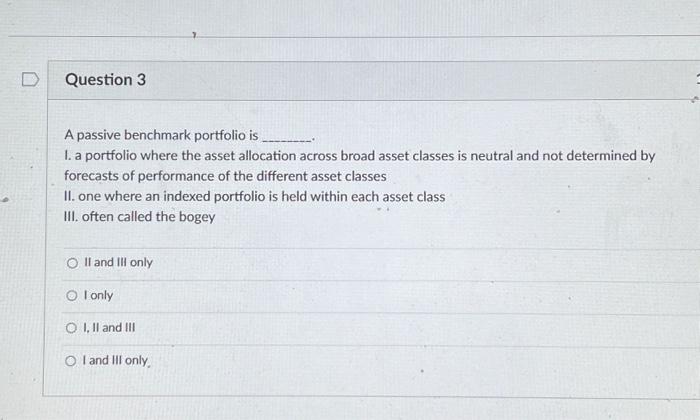 Solved A passive benchmark portfolio is 1. a portfolio where | Chegg.com