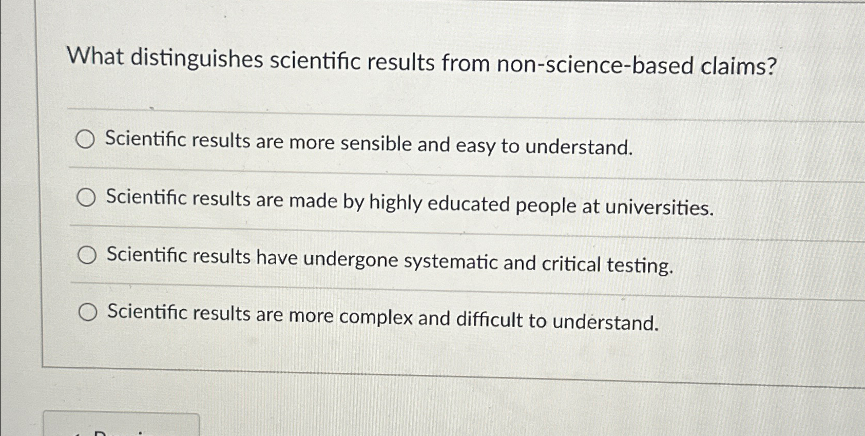 Solved What distinguishes scientific results from | Chegg.com