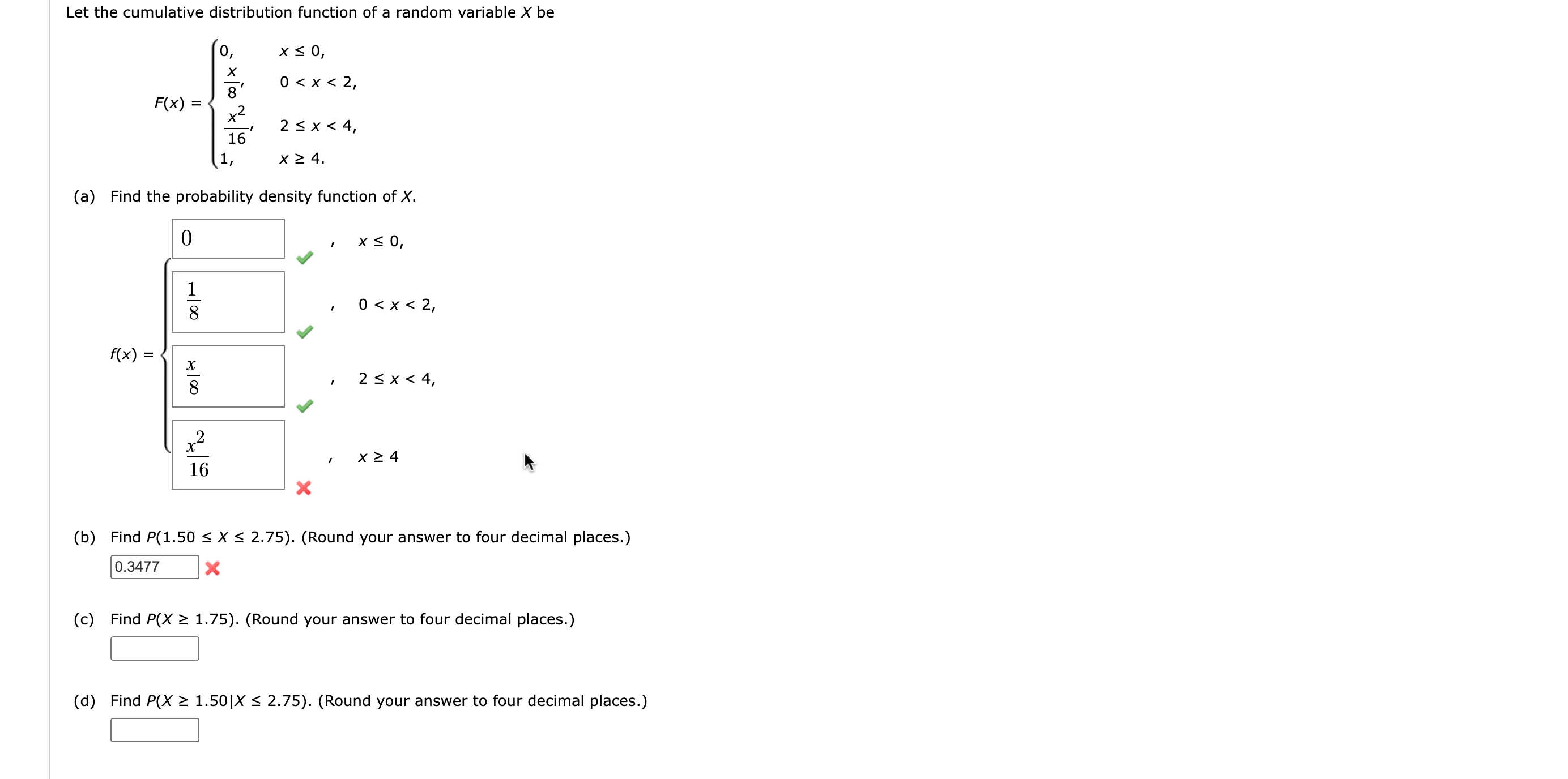 Solved Let the cumulative distribution function of a random | Chegg.com
