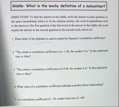 Solved Riddle: What is the wacky definition of a | Chegg.com