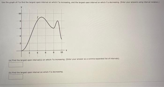 Solved Use the graph off to find the largest open interval | Chegg.com
