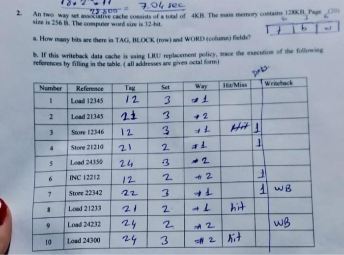 Solved 2. A two-way set associative cache memory uses blocks | Chegg.com
