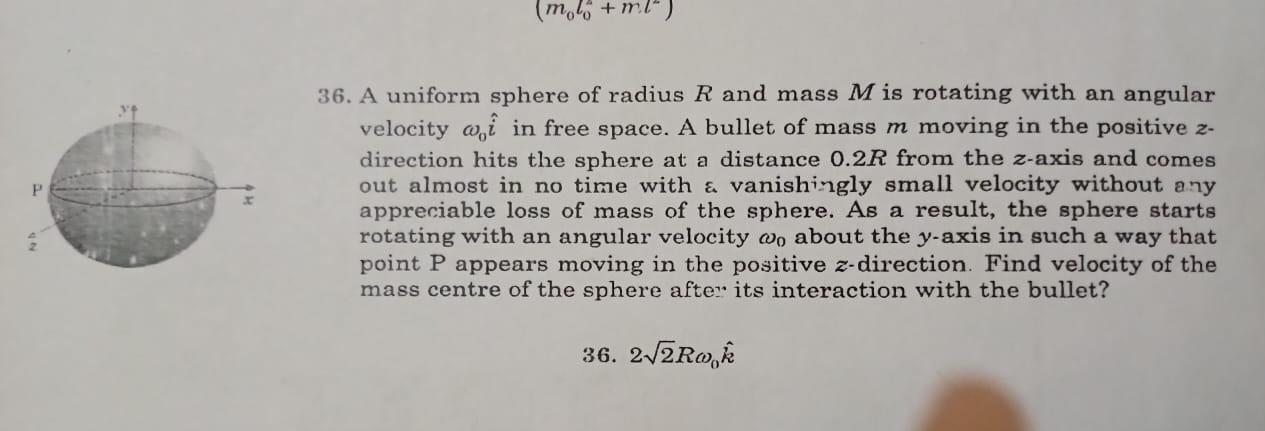 Solved 36. A uniform sphere of radius R and mass M is | Chegg.com