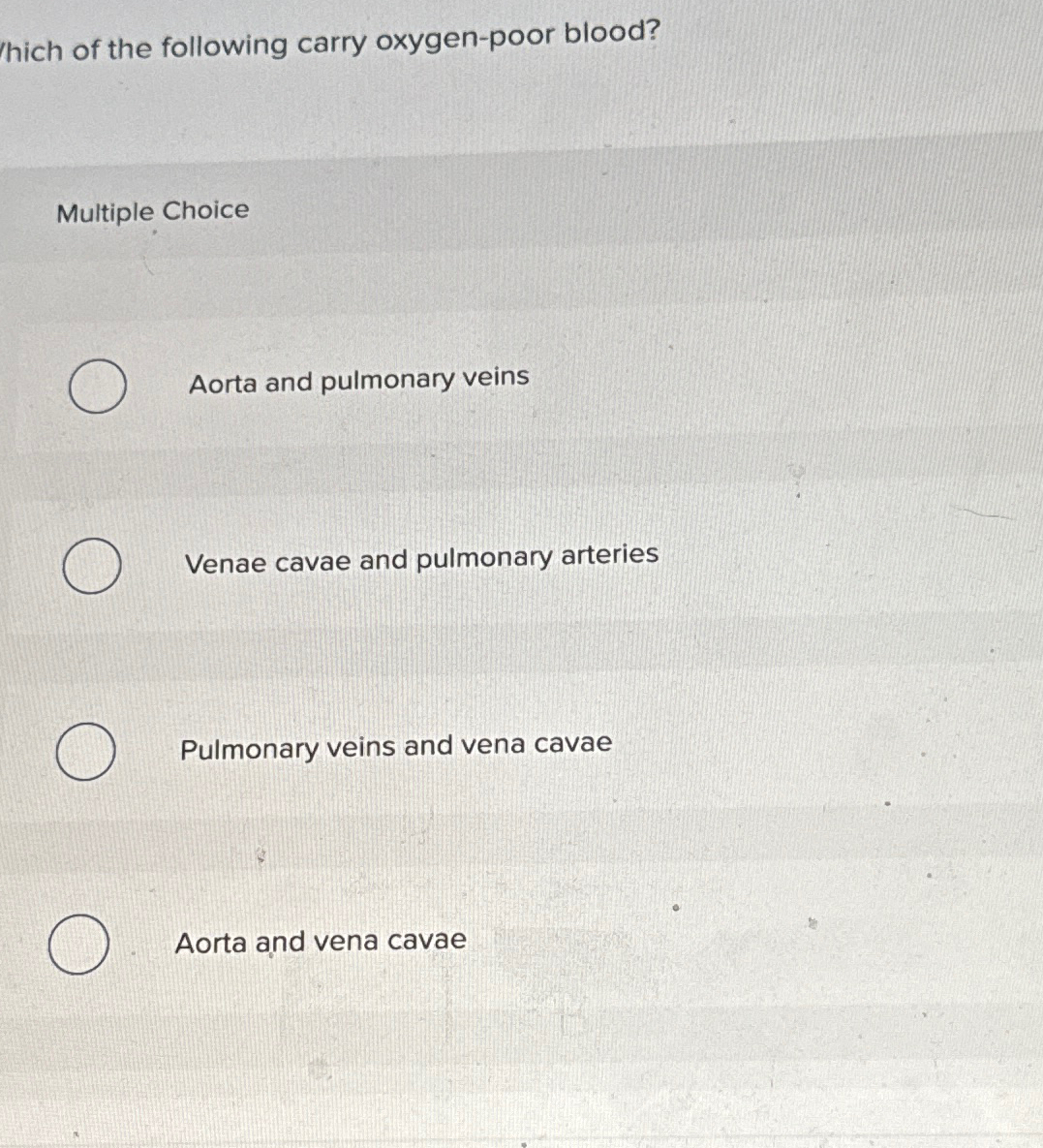Solved hich of the following carry oxygen-poor | Chegg.com