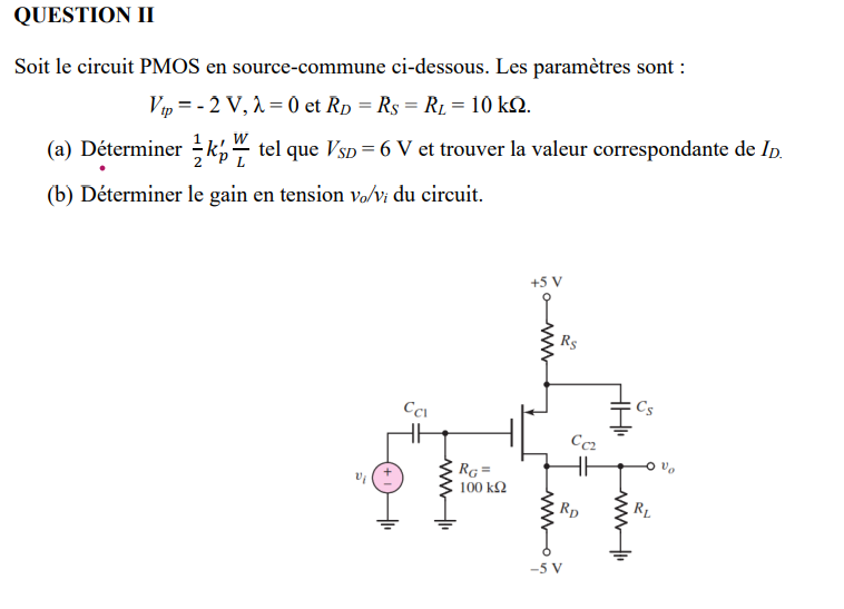 Solved Consider the common-source PMOS circuit below. The | Chegg.com