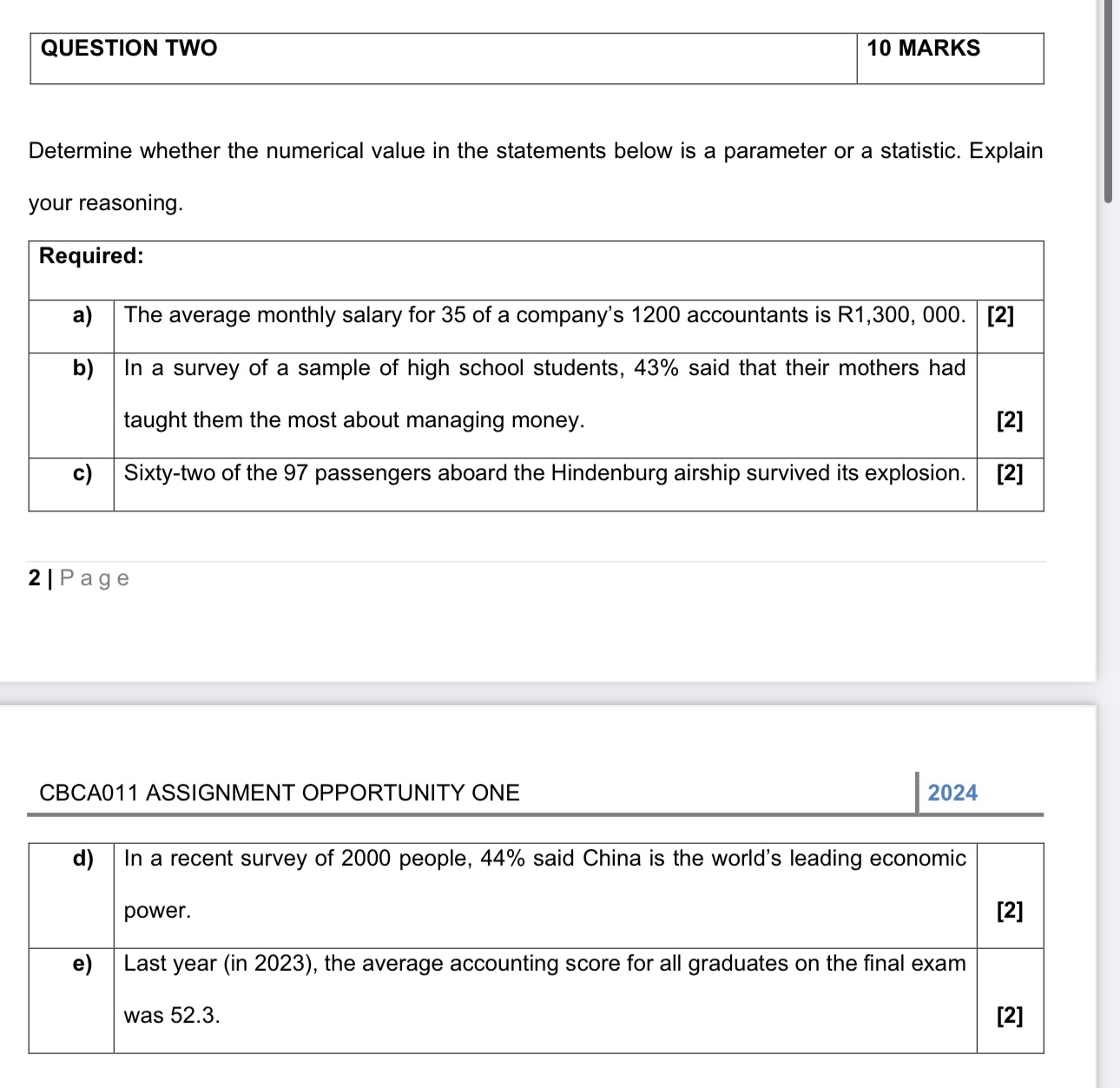 Solved \table[[QUESTION TWO,10 ﻿MARKS]]Determine whether the | Chegg.com