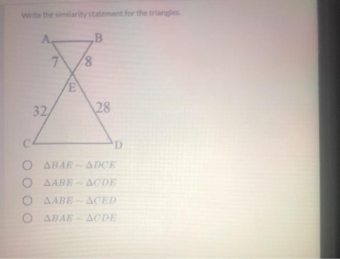 Solved Write the similarity Statement for the triangles B В | Chegg.com