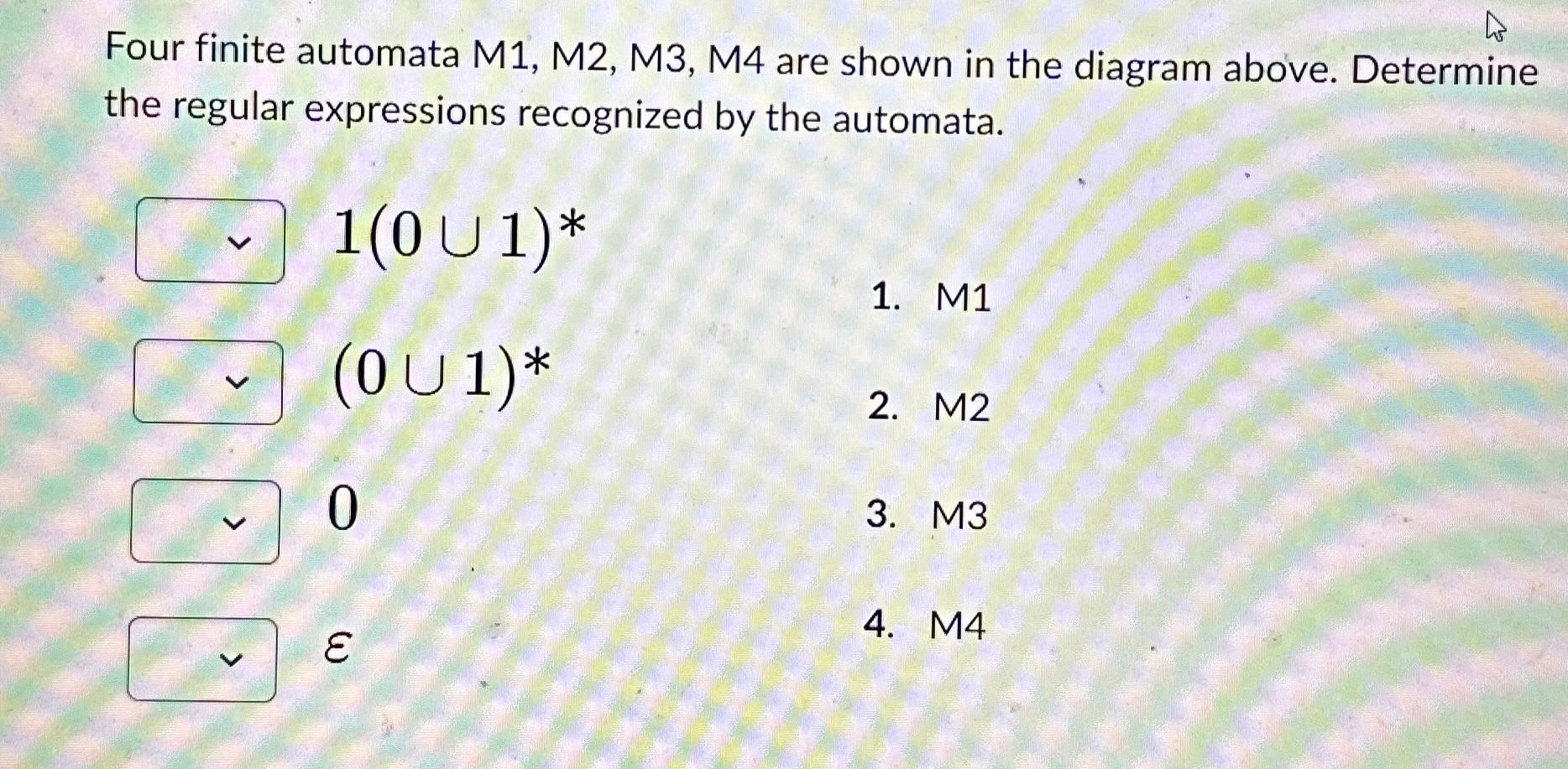 Solved M1Four finite automata M1,M2,M3,M4 are shown in the | Chegg.com