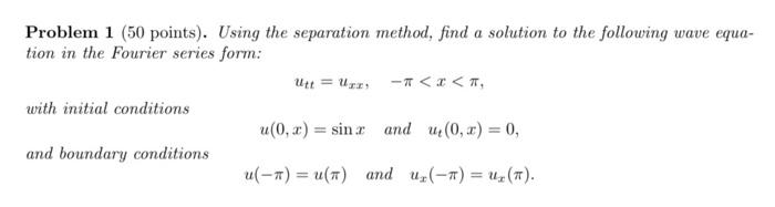 Solved Problem 1 (50 points). Using the separation method, | Chegg.com Solved Problem 1 (50 points). Using the separation method, | Chegg.com