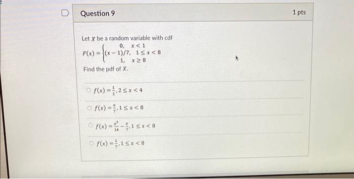 Solved Let X be a random variable with cdf | Chegg.com