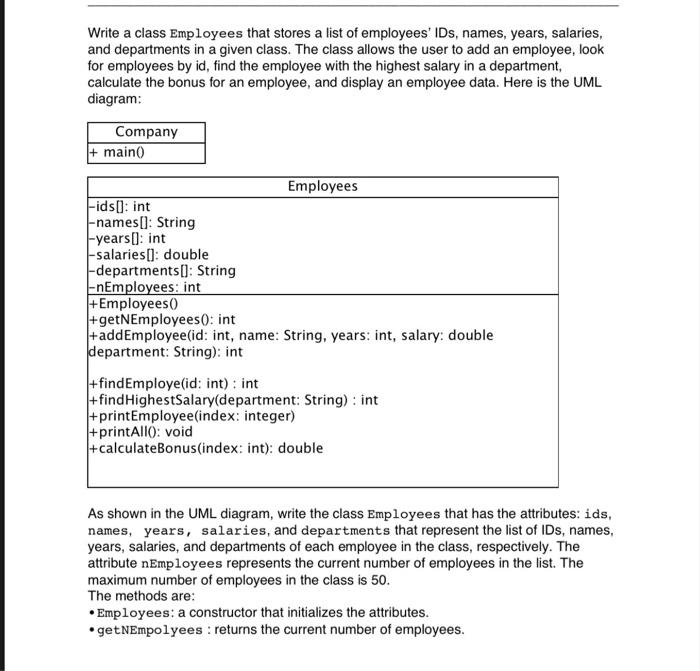 Solved .addEmployee: adds the employee with the given data | Chegg.com