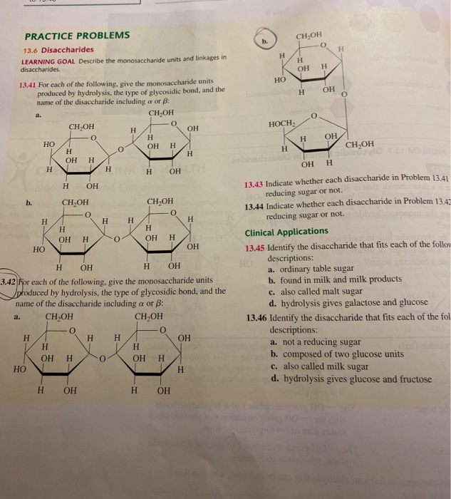 Solved Сн,он PRACTICE PROBLEMS 13.6 Disaccharides LEARNING | Chegg.com