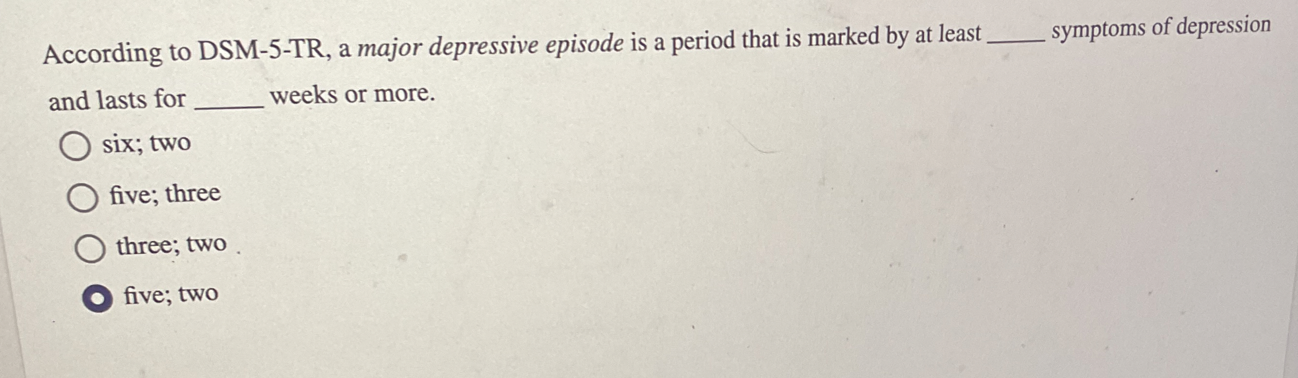 Solved According to DSM-5-TR, ﻿a major depressive episode is | Chegg.com