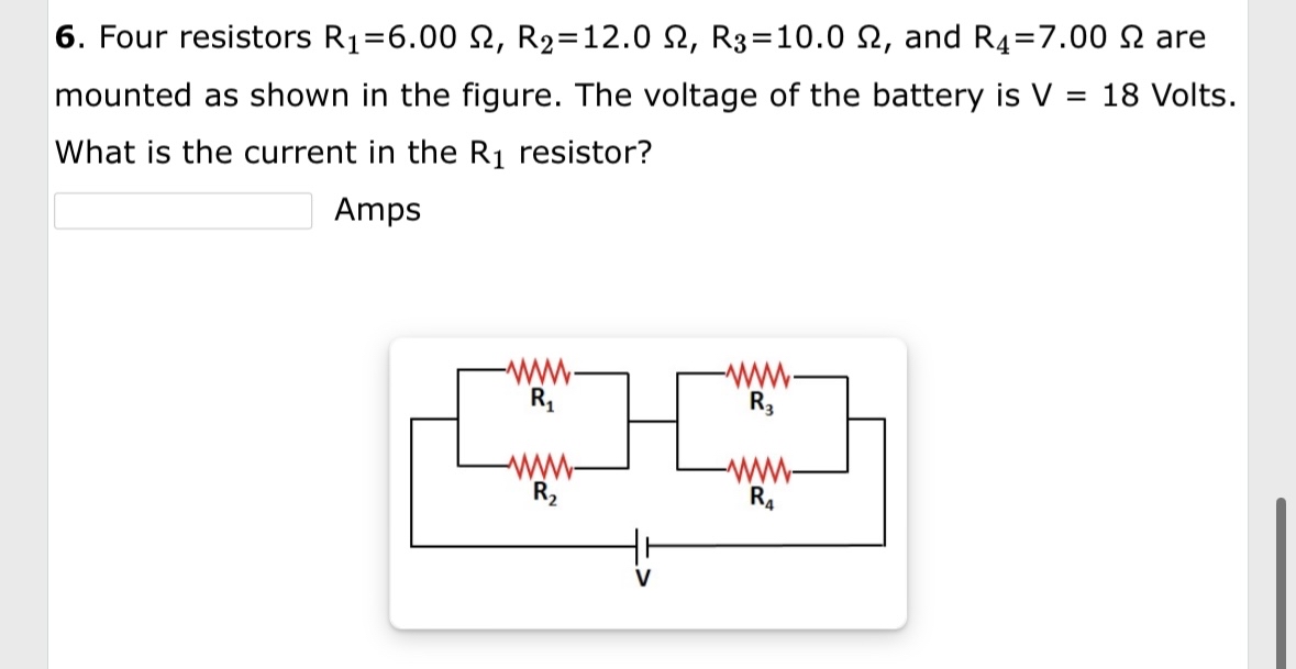 Solved Four resistors R1=6.00Ω,R2=12.0Ω,R3=10.0Ω, ﻿and | Chegg.com