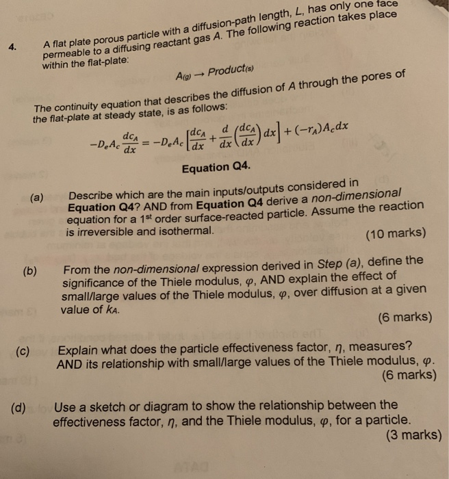 Solved A flat plate porous particle with a diffusion-path | Chegg.com