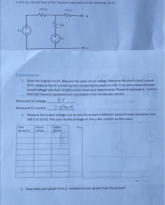 Solved In this lab, we will look at the Thevenin equivalent | Chegg.com