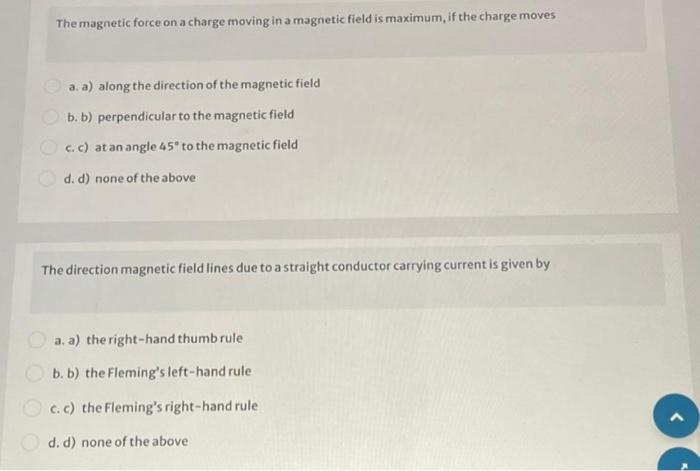 Solved The magnetic force on a charge moving in a magnetic | Chegg.com