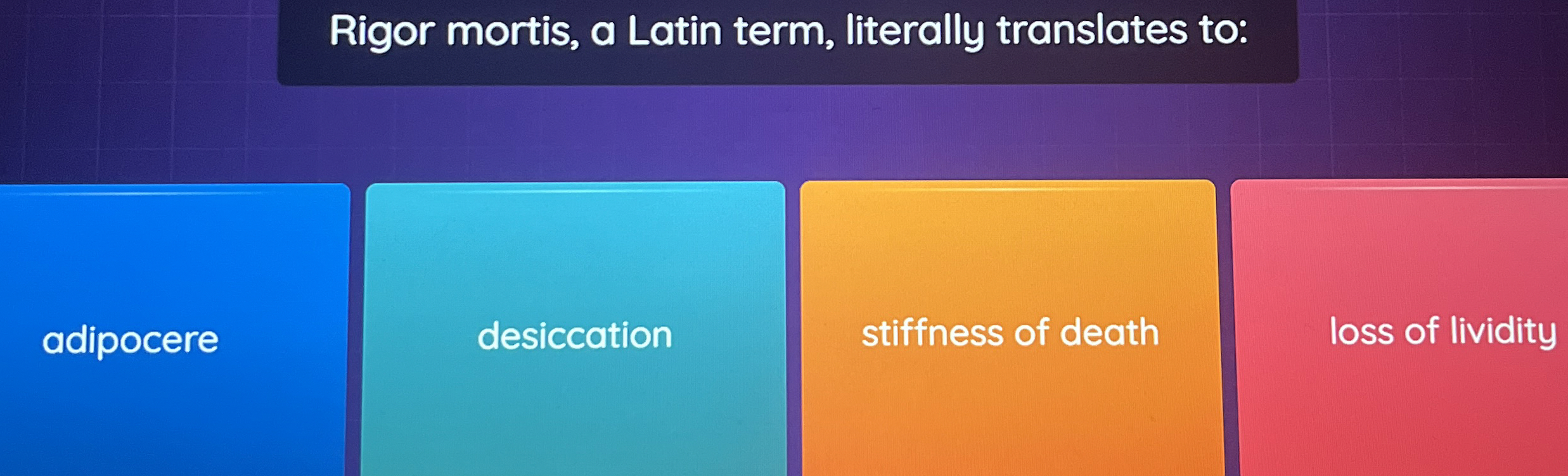 Solved Rigor mortis, a Latin term, literally translates | Chegg.com