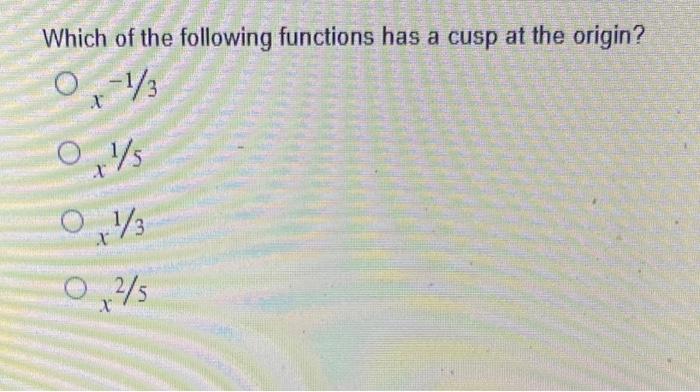 Solved Which of the following functions has a cusp at the | Chegg.com