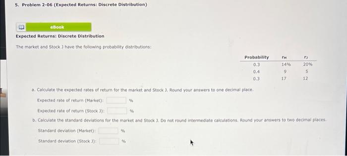 Solved 5. Problem 2-06 (Expected Returns: Discrete | Chegg.com