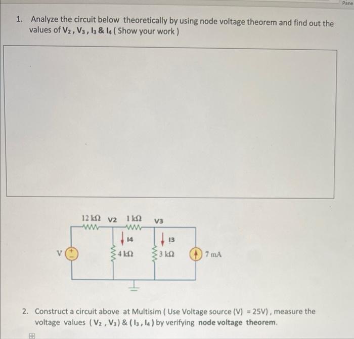 Solved 1. Analyze the circuit below theoretically by using | Chegg.com