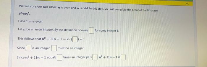 Solved We will consider two cases: n is even and n is odd. | Chegg.com