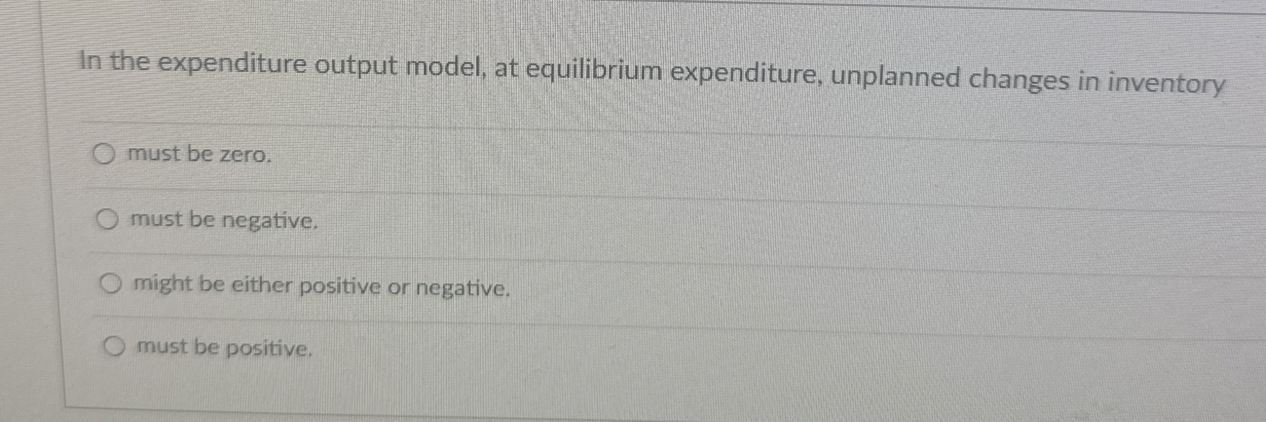 Solved In the expenditure output model, at equilibrium | Chegg.com