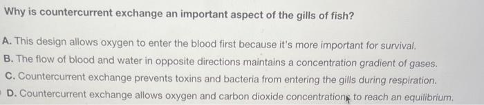 Solved Why is countercurrent exchange an important aspect of | Chegg.com