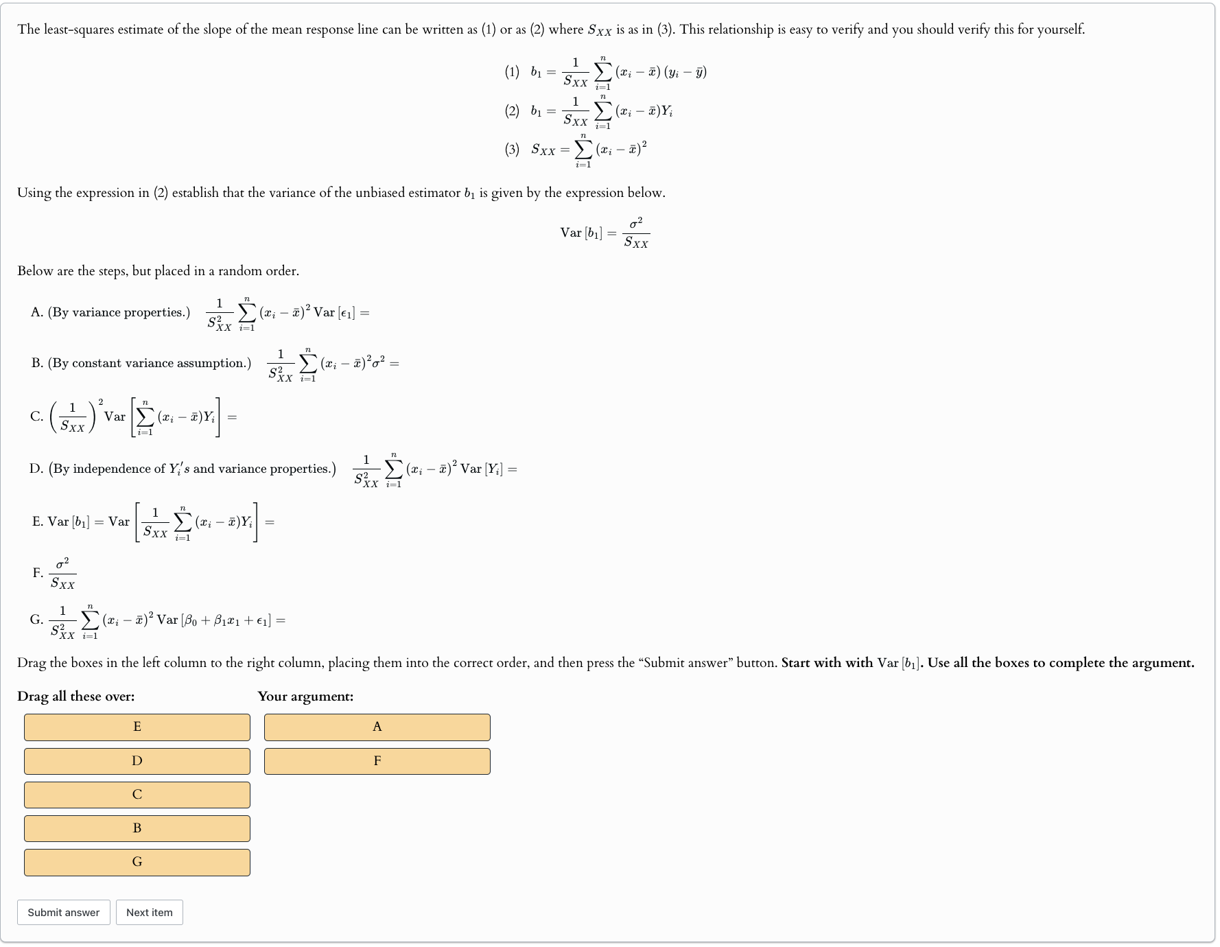 Solved The least-squares estimate of ﻿the slope of ﻿the mean | Chegg.com