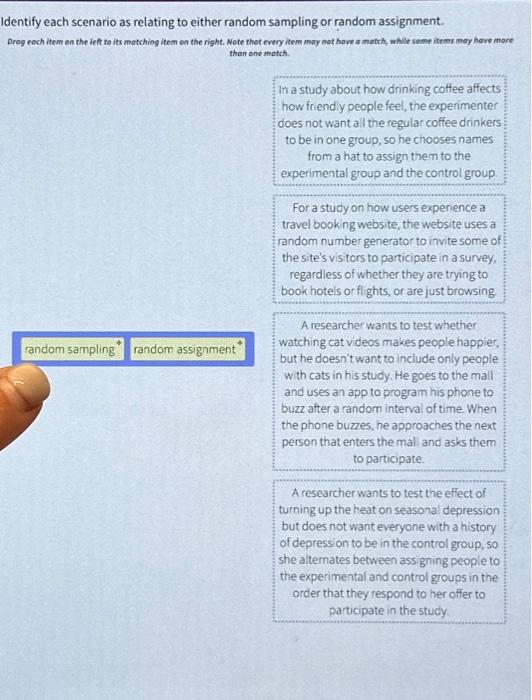Solved Identify each scenario as relating to either random | Chegg.com