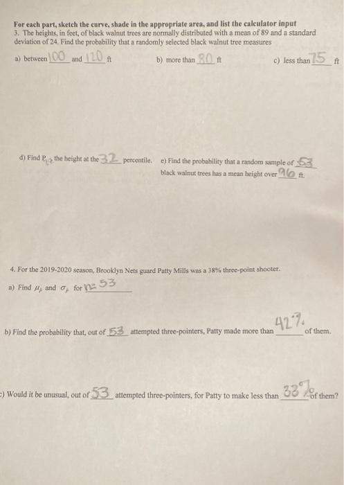 Solved For each part, sketch the curve, shade in the | Chegg.com