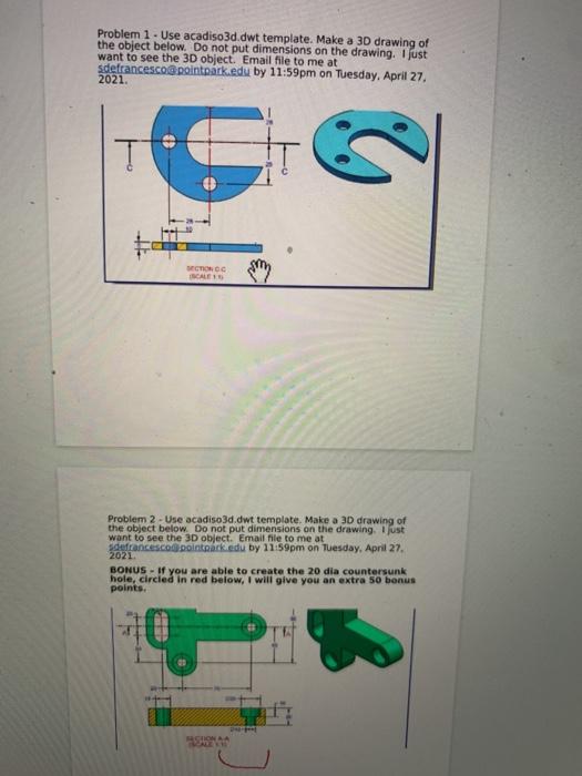 Problem 1 - Use acadiso 3d.dwt template. Make a 3D | Chegg.com