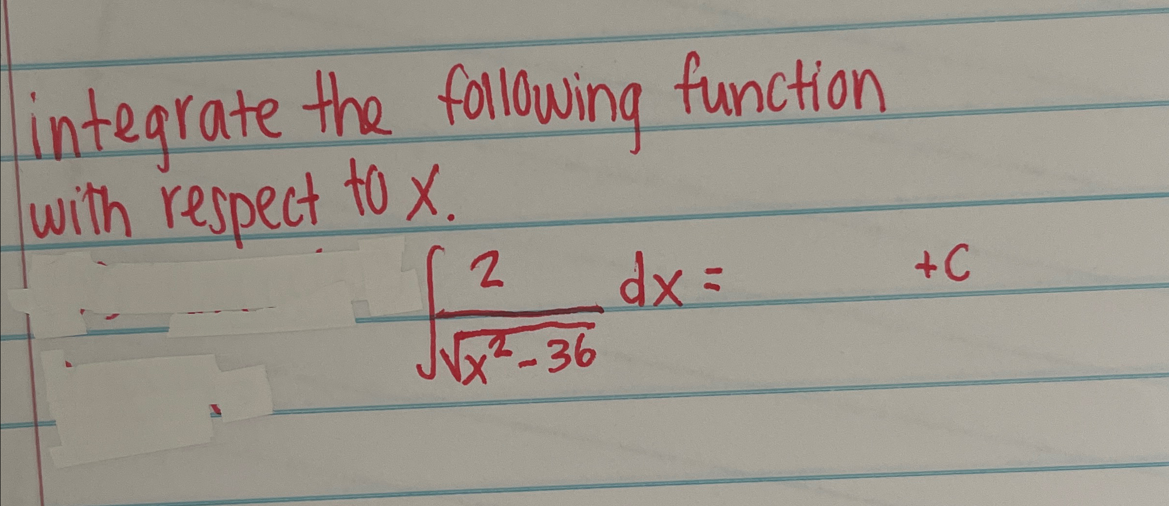 Solved integrate the following function with respect to | Chegg.com