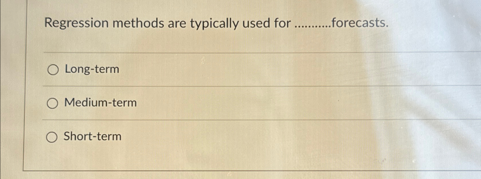 Solved Regression methods are typically used for | Chegg.com