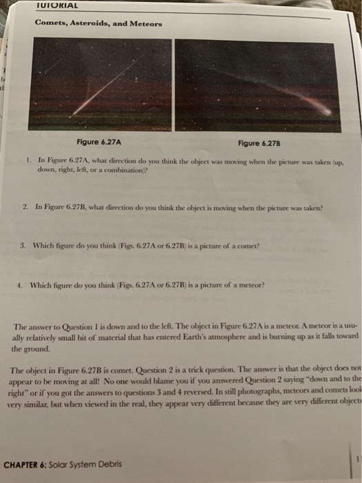 Solved TUTORIAL Comets, Asteroids, and Meteors Figure 6.27A | Chegg.com