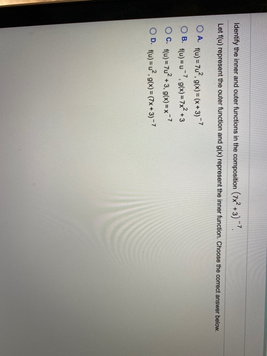 Solved Identify The Inner And Outer Functions In The