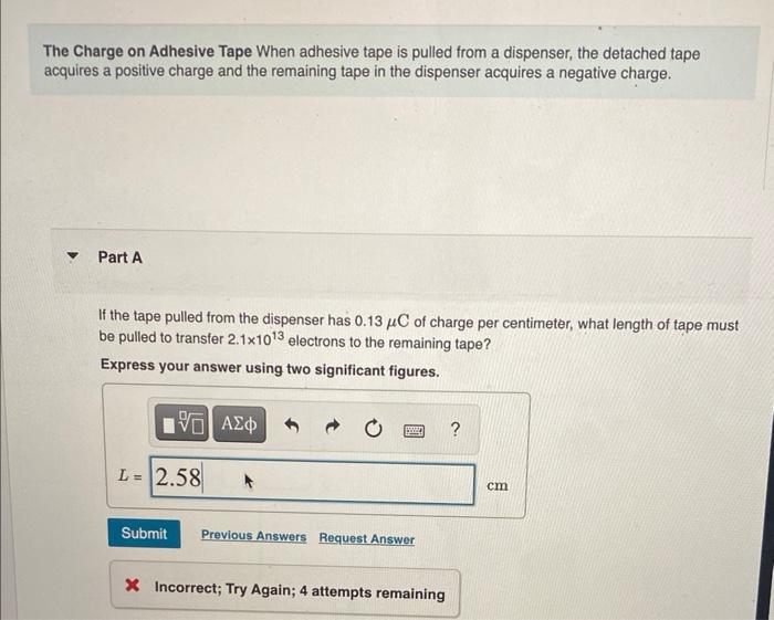 Solved The Charge on Adhesive Tape When adhesive tape is | Chegg.com