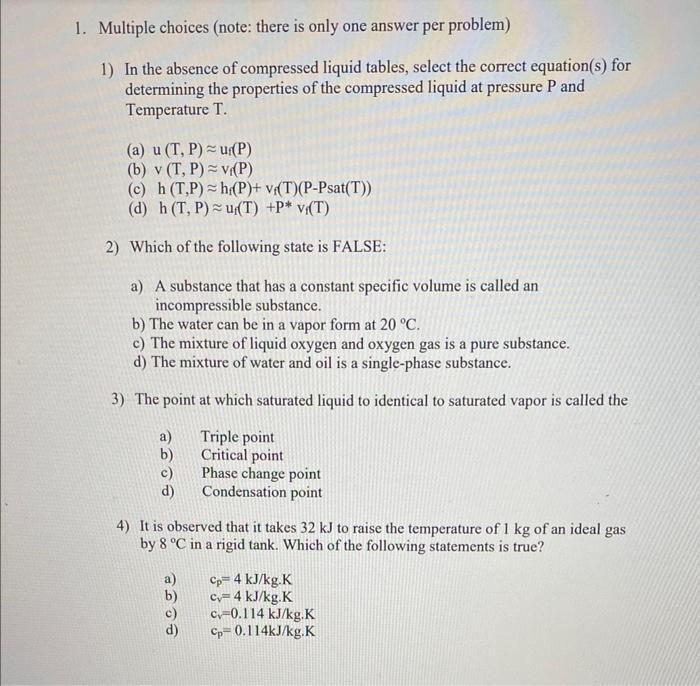 Multiple choices (note: there is only one answer per | Chegg.com