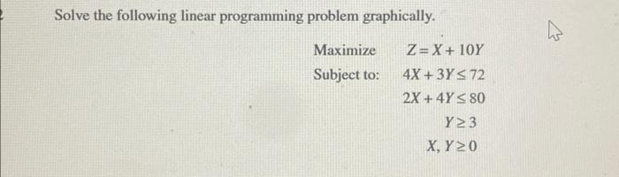 Solved Solve the following linear programming problem | Chegg.com