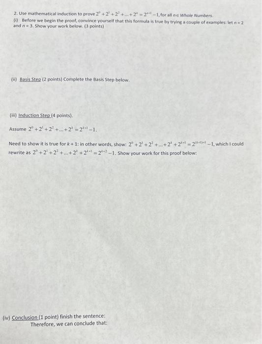 Solved 2. Use mathematical induction to prove | Chegg.com