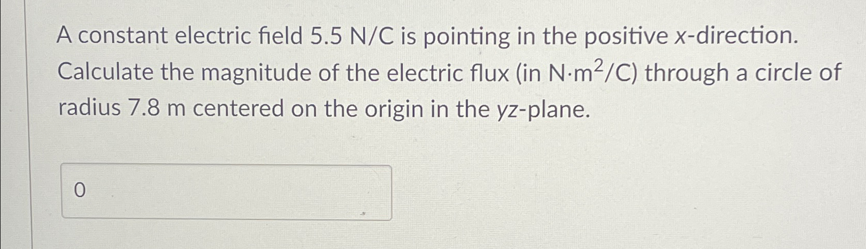 Solved A constant electric field 5.5(N)/(C) is pointing in | Chegg.com