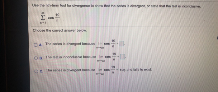 Solved Use the nth-term test for divergence to show that the | Chegg.com