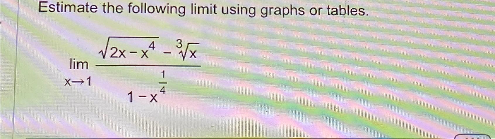 Solved Estimate the following limit using graphs or | Chegg.com
