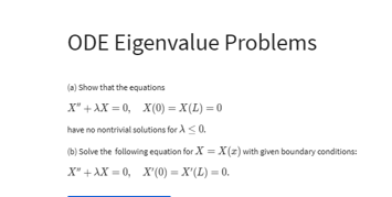 Solved ODE Eigenvalue Problems(a) ﻿Show that the | Chegg.com