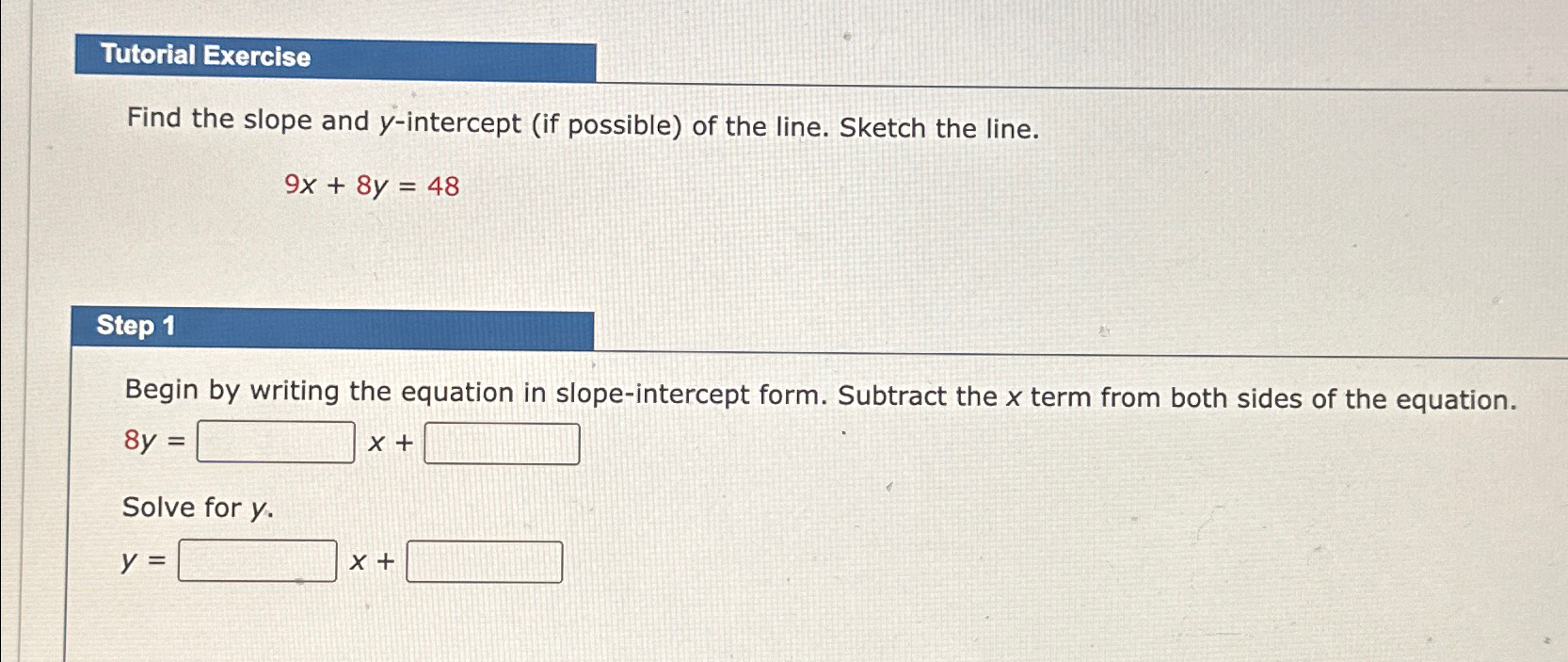 Solved Tutorial ExerciseFind the slope and y-intercept (if | Chegg.com