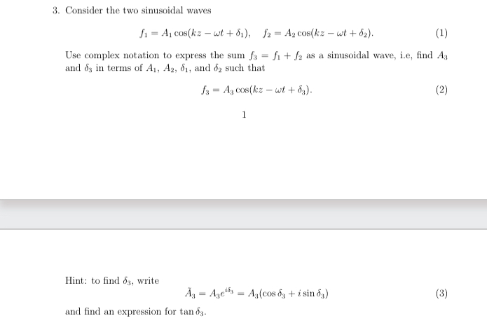 Solved Consider the two sinusoidal | Chegg.com