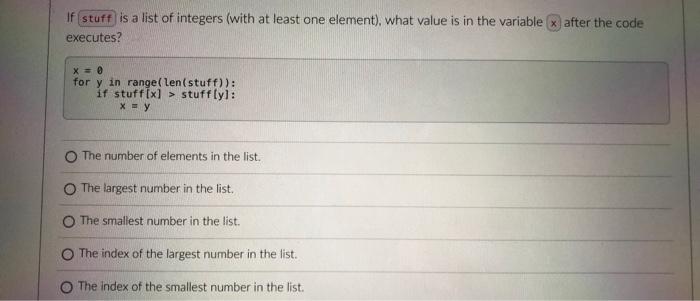 Solved If is a list of integers (with at least one element), | Chegg.com