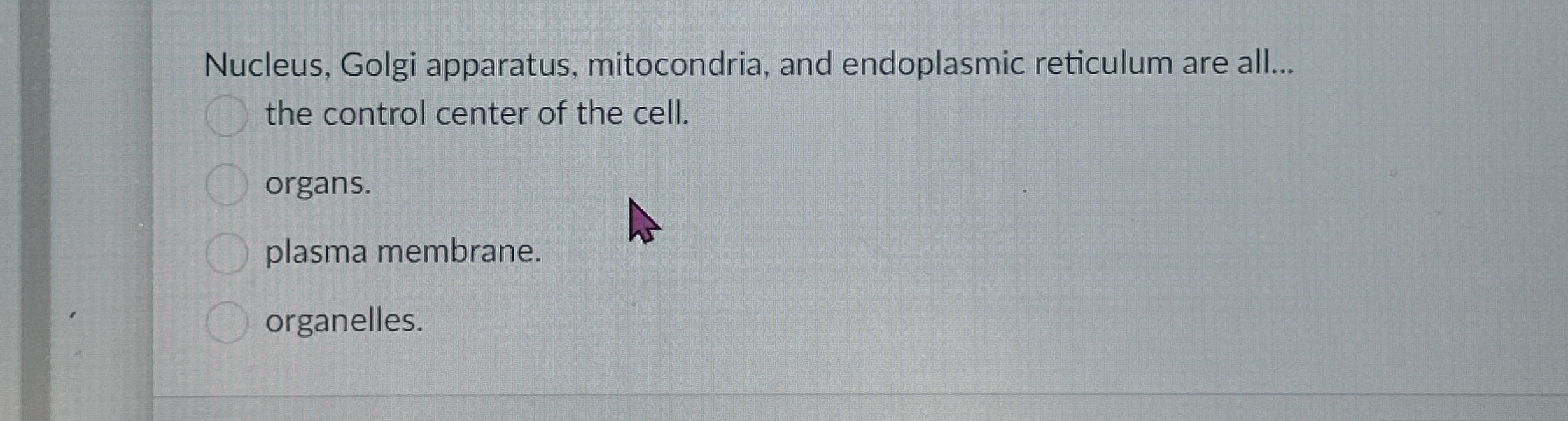 Solved Nucleus, Golgi apparatus, mitocondria, and | Chegg.com
