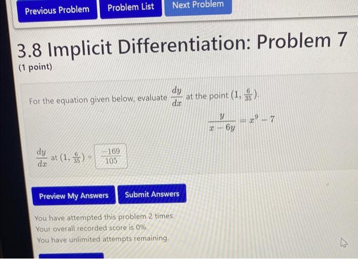 Solved 3.8 Implicit Differentiation: Prob (8 points) If | Chegg.com